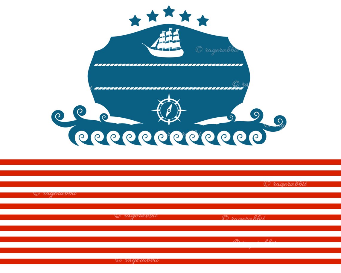 Nautical Set, Clip Art, Illustrations, Decorations, Emblems, Digital ...