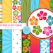 Summer Digital Paper Set With Hibiscus Flowers Clip Arts, Backgrounds ...