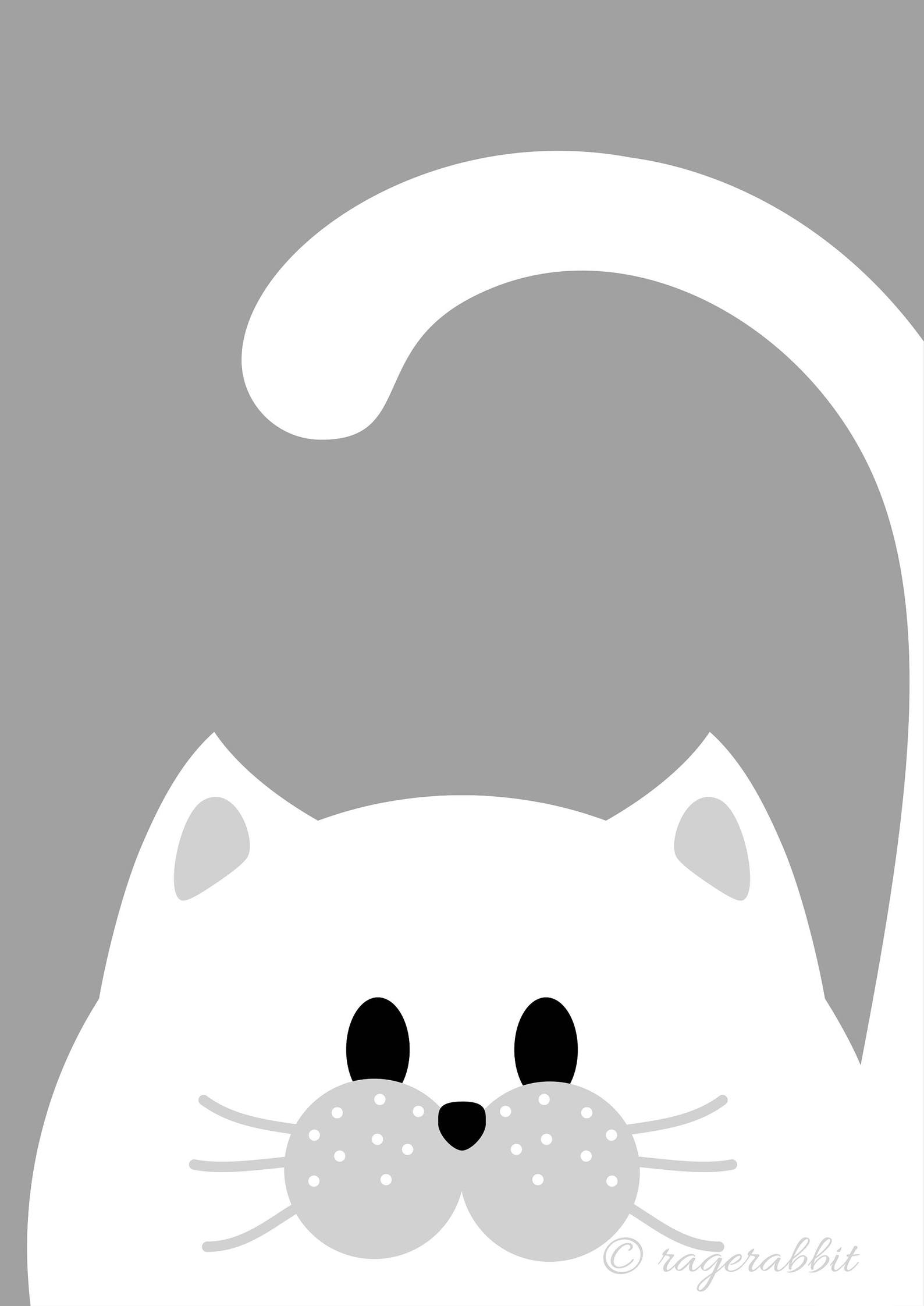 White Cat Digital Poster Nursery Art Baby Room Decor Wall | Etsy