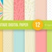 Vintage Digital Paper Set, Polka Dots, Stripes, Spring, Leaf, Natural ...