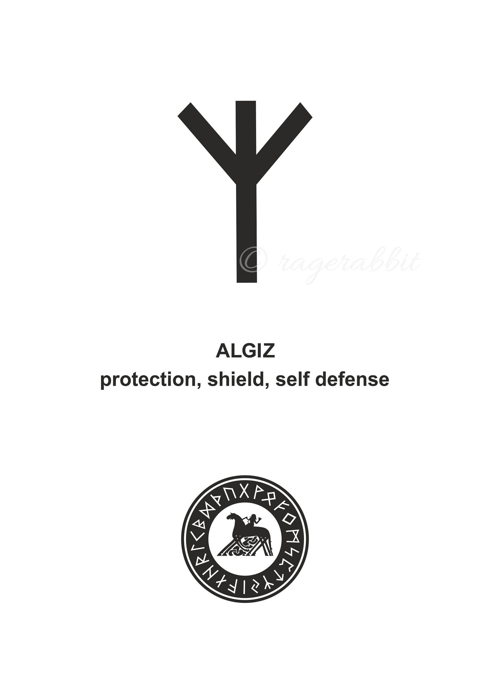 Algiz Viking Rune, Protection, Shield, Self Defense, Wall Art, Poster ...