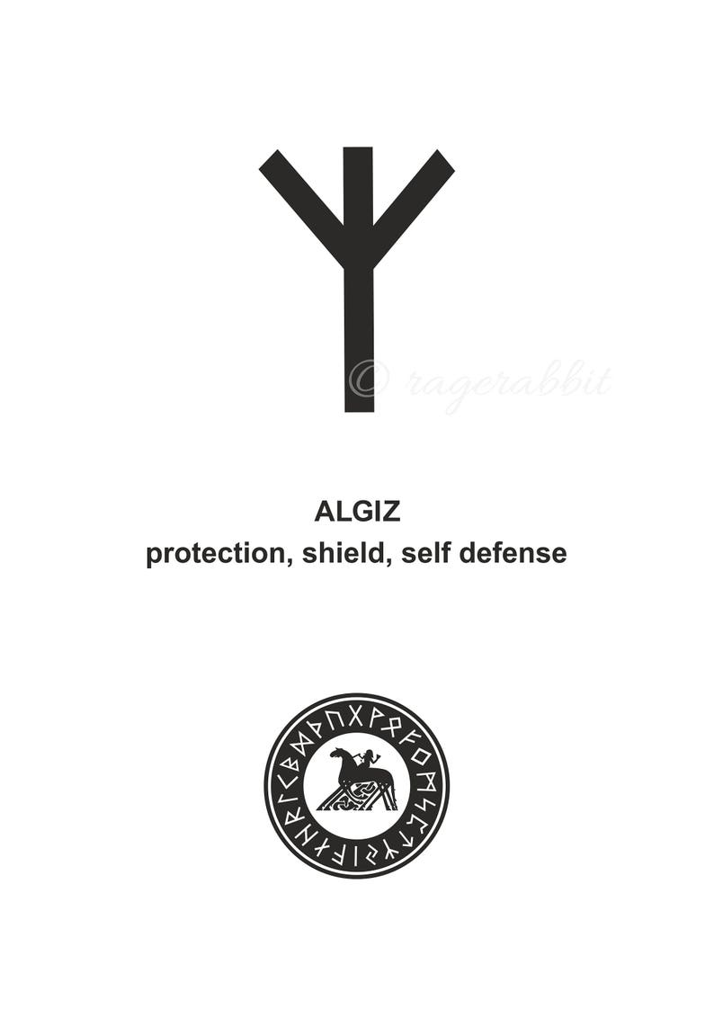 Algiz Viking Rune, Protection, Shield, Self Defense, Wall Art, Poster ...