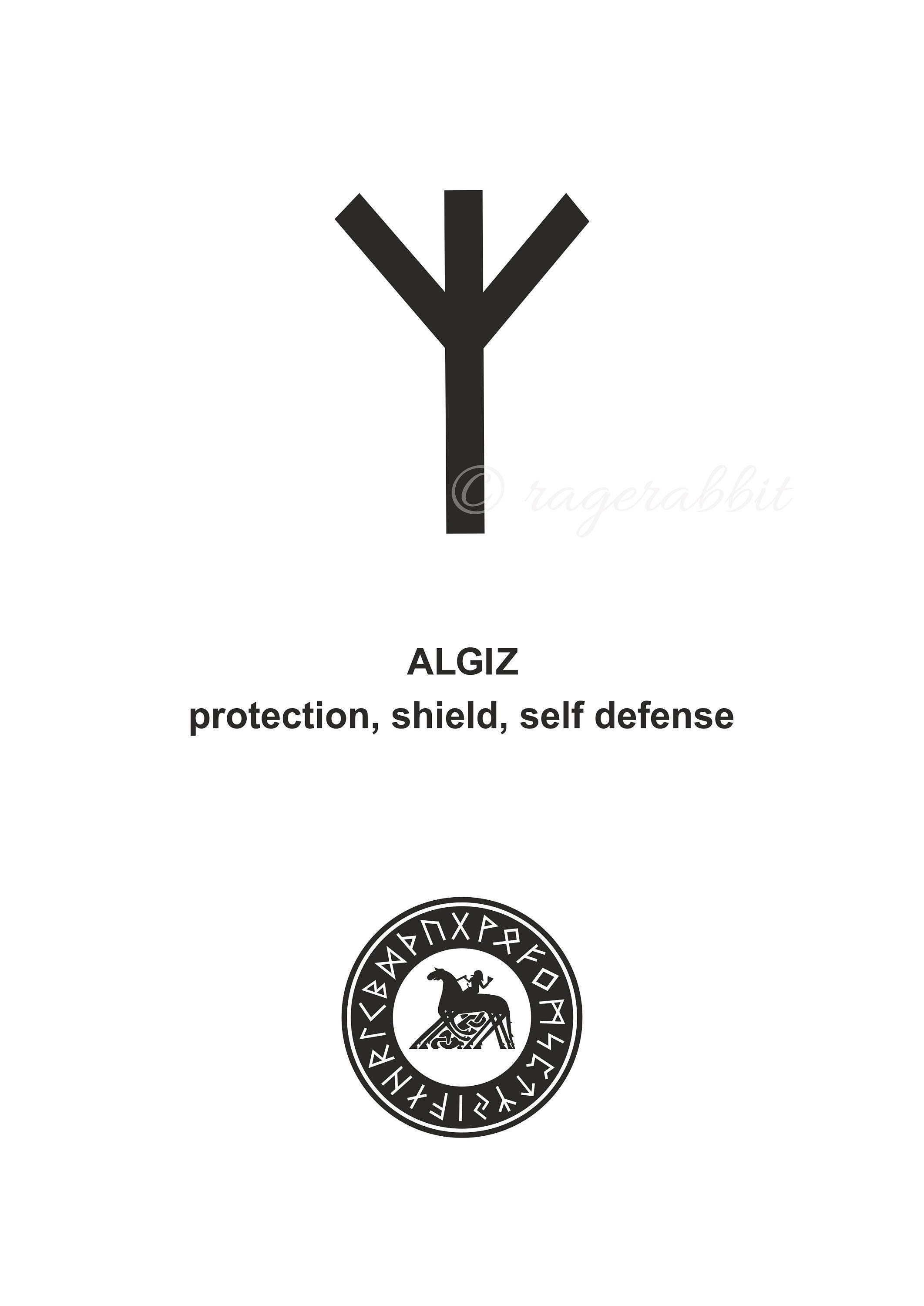 Algiz Viking Rune, Protection, Shield, Self Defense, Wall Art, Poster ...