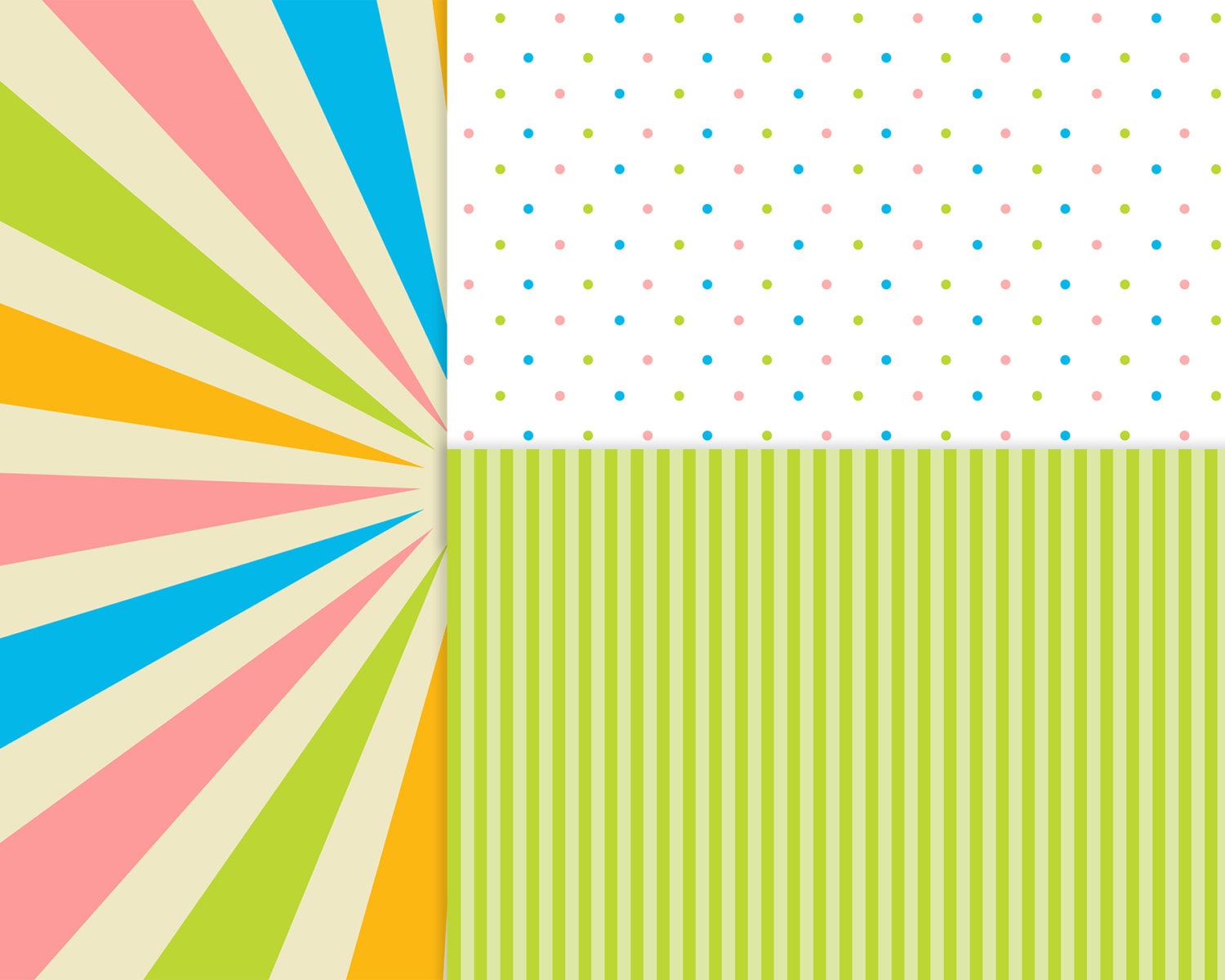 Vintage Digital Paper Set, Polka Dots, Stripes, Spring, Leaf, Natural ...