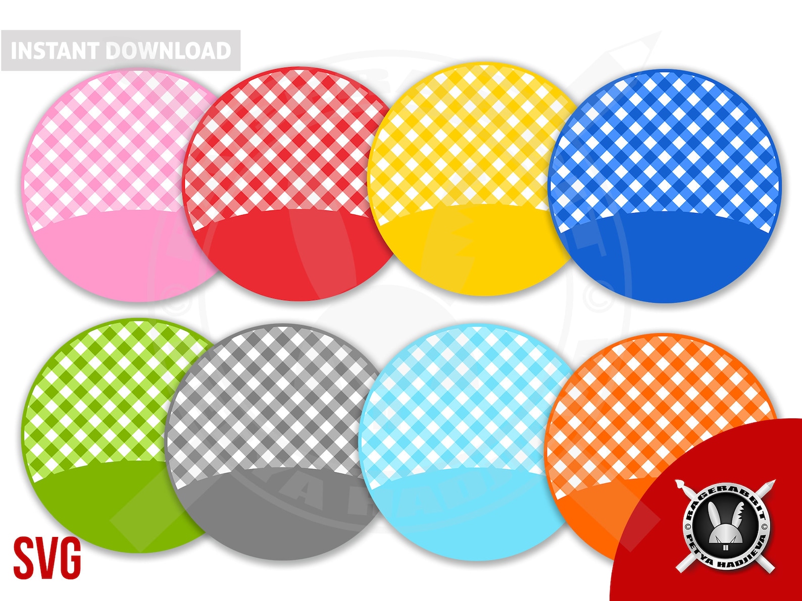 Gingham Circles With Banners SVG Vector Illustrations PNG Clip Arts ...