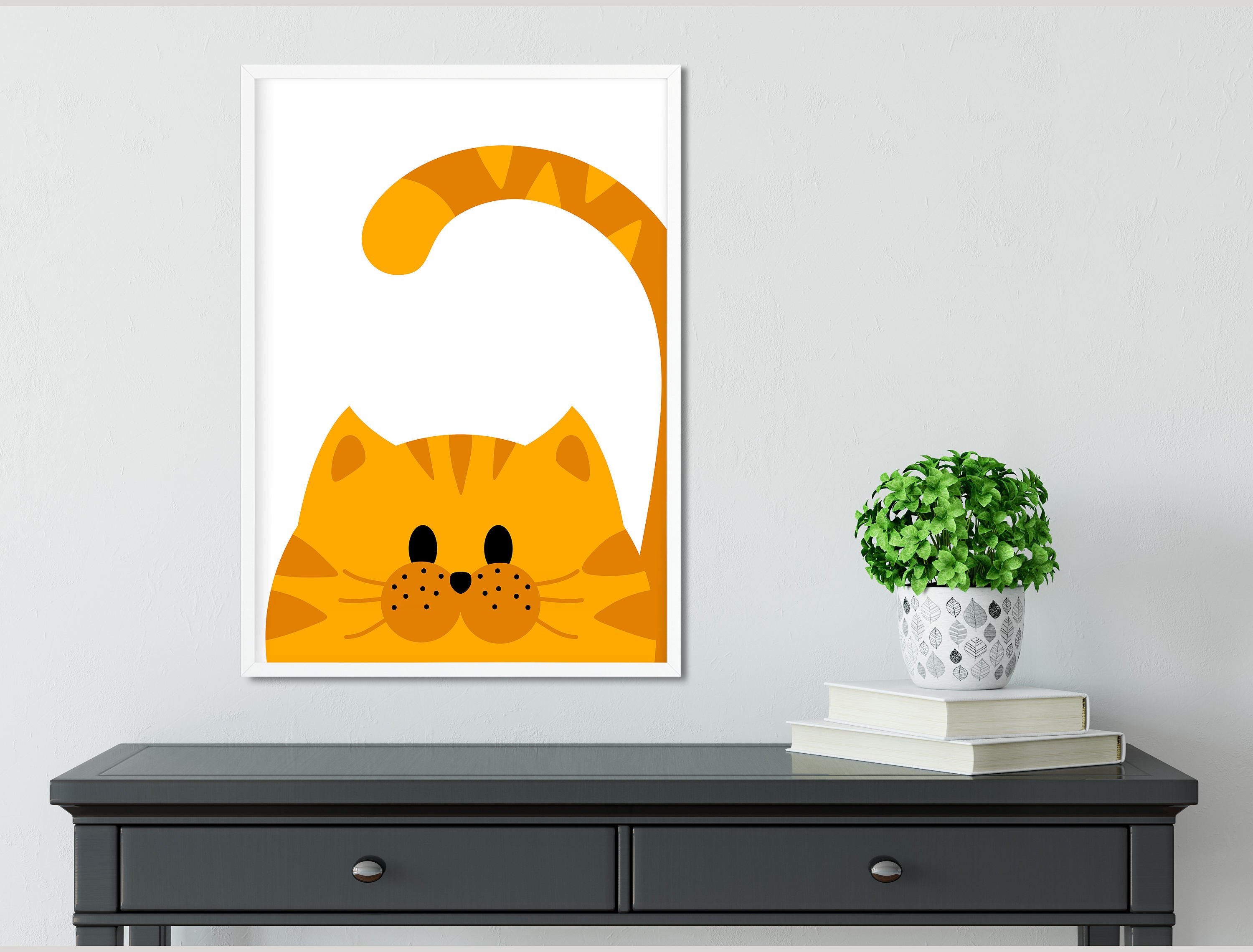 Orange Cat, Cartoon, Poster, Wall Art, Nursery, Printable Nursery Art ...