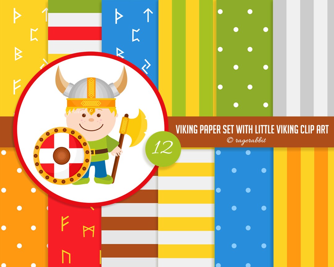 Viking Digital Paper Set, Little Viking Clip Art, Banner, Commercial ...