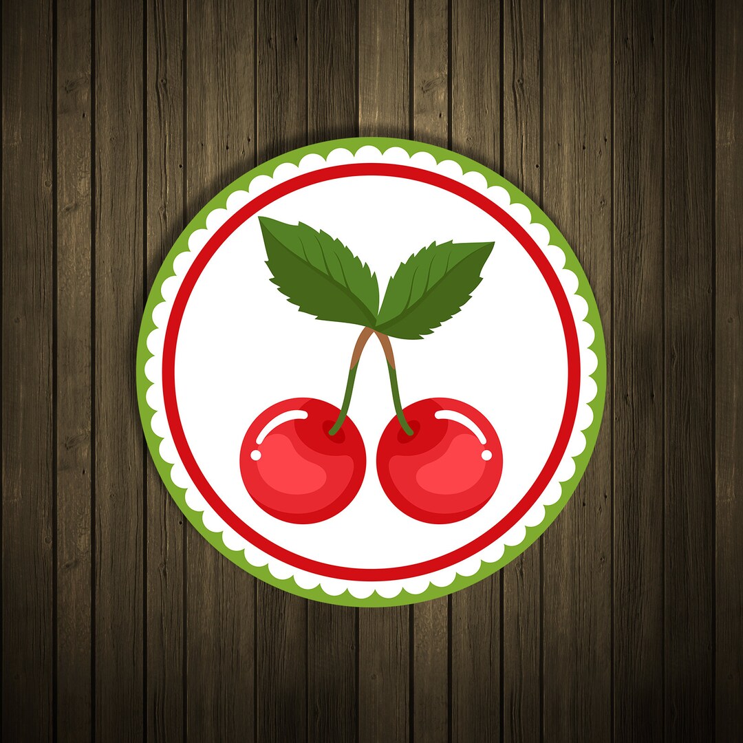 Cherry Emblem SVG File Leaves Friut Spring Commercial Use Printable ...