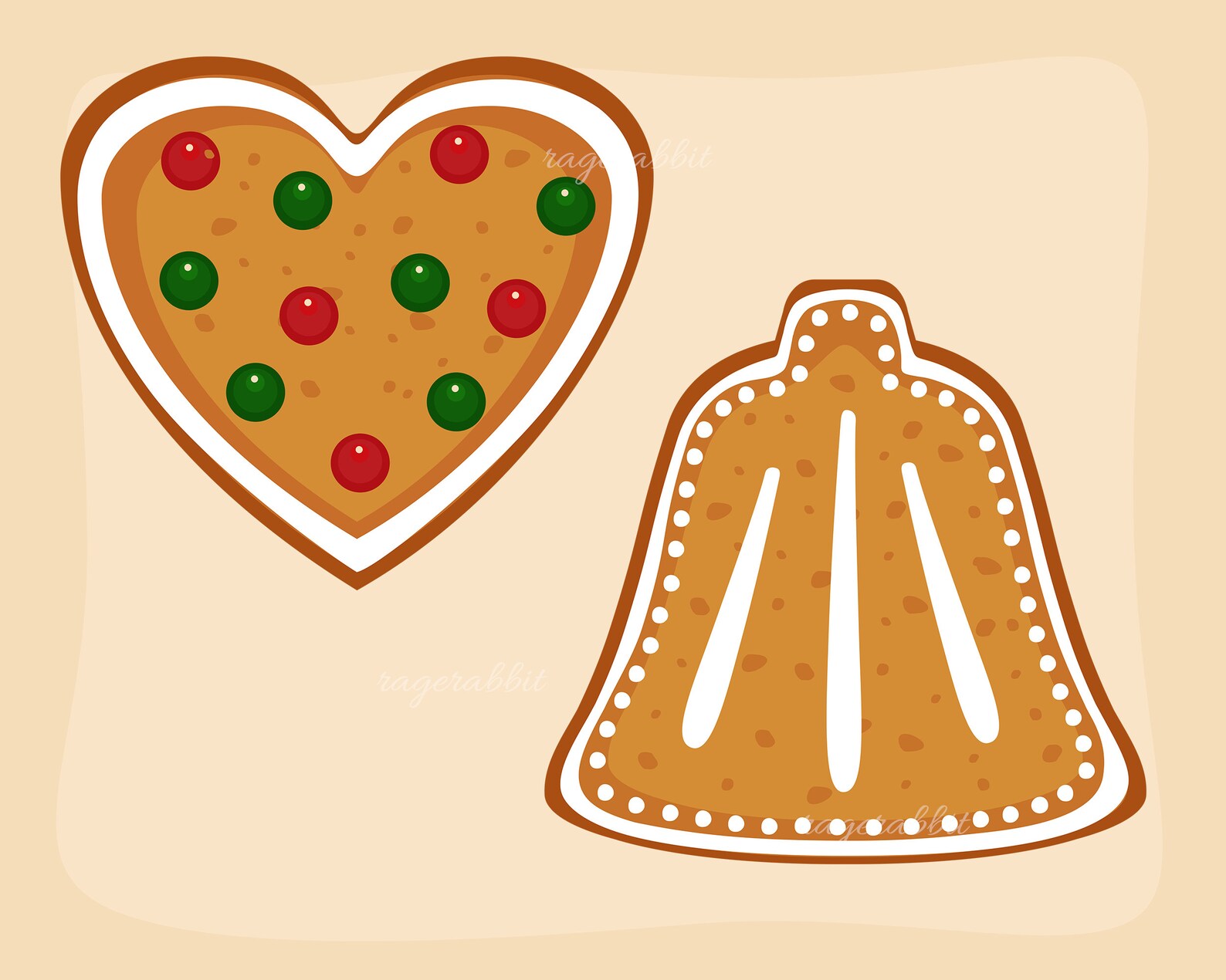 Christmas Gingerbread Cookies Vector Illustrations Clip Art | Etsy