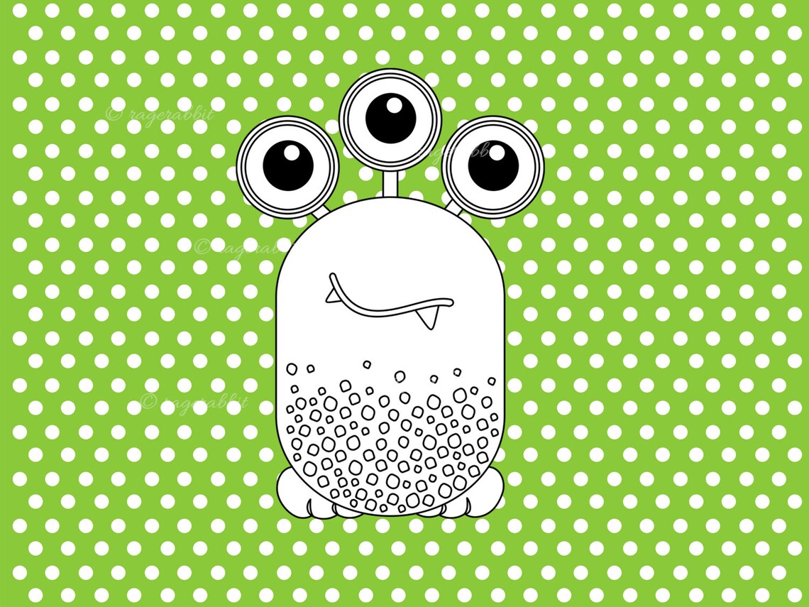 Monster Stamps Set Vetor Illustrations Clip Art Scrapbok - Etsy