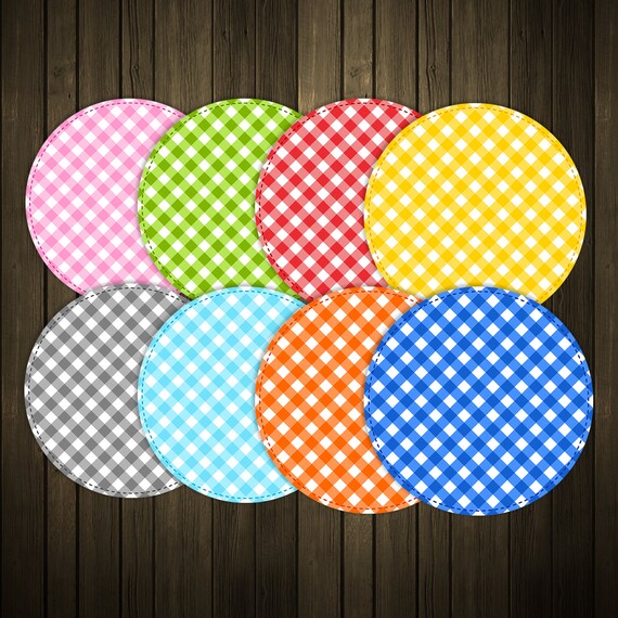 Gingham Stitched Circles SVG Files Printable Craft Supply Clip - Etsy