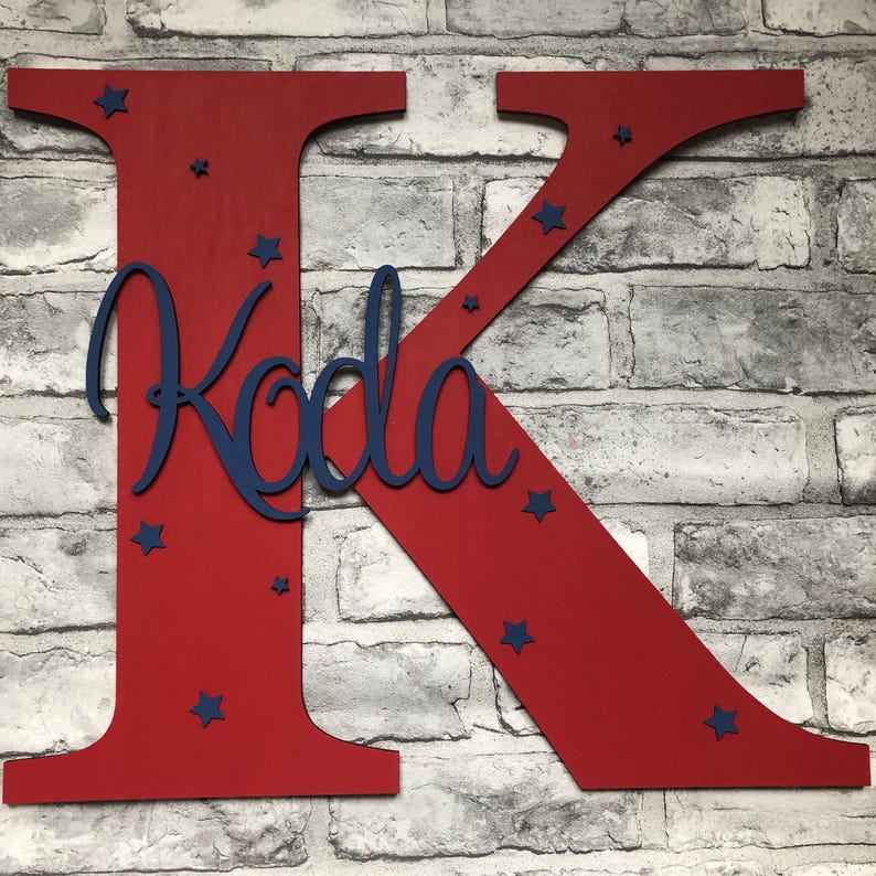 Personalised Wooden Wall Letter With Name, Wall Initial, Door Sign ...
