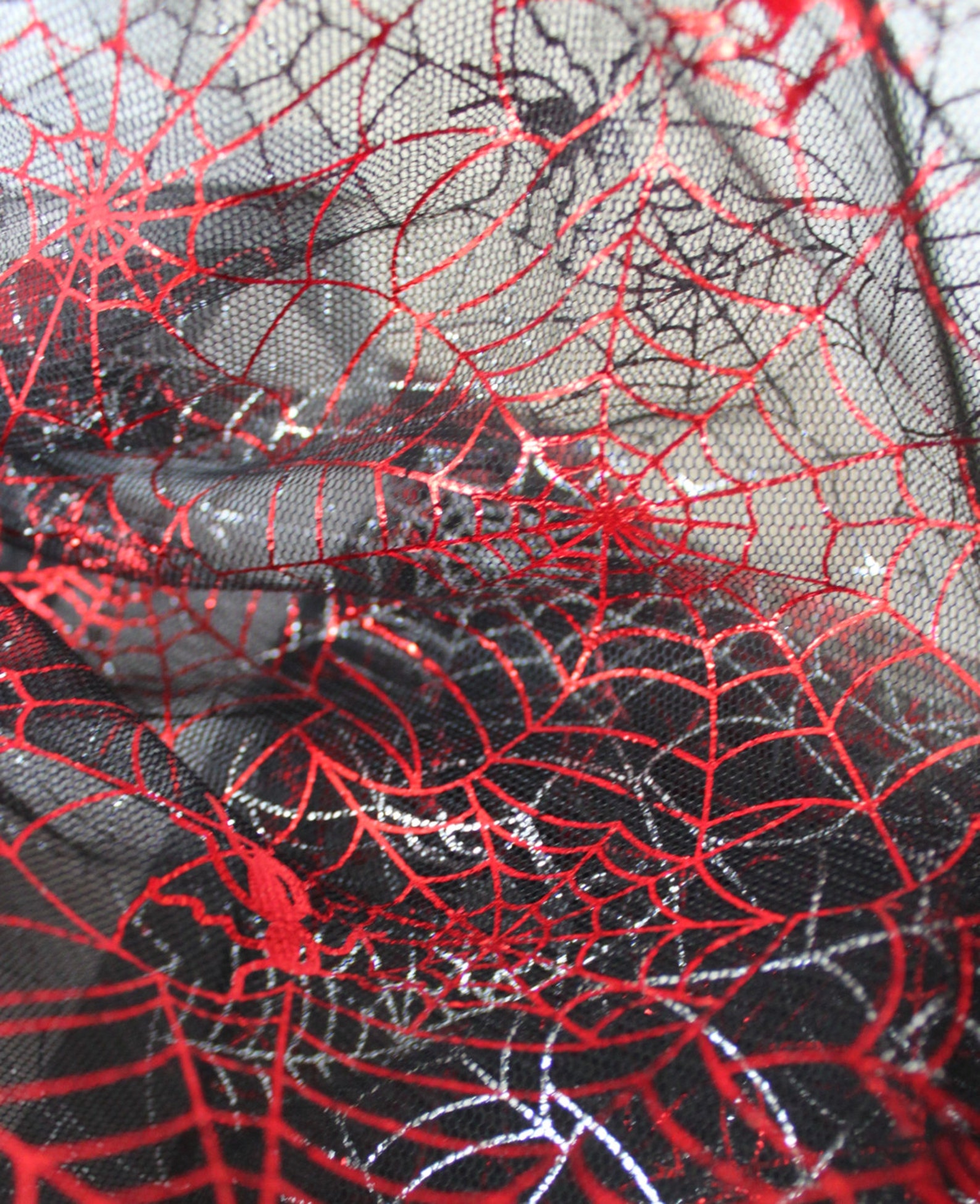 Red & Silver Spider Web Mesh Infinity Scarf - Etsy