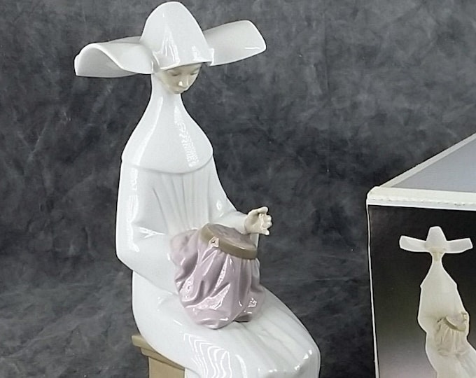 Lladro Nun Sewing White Dress, Lladro "time to Sew" Gloss Finish ...