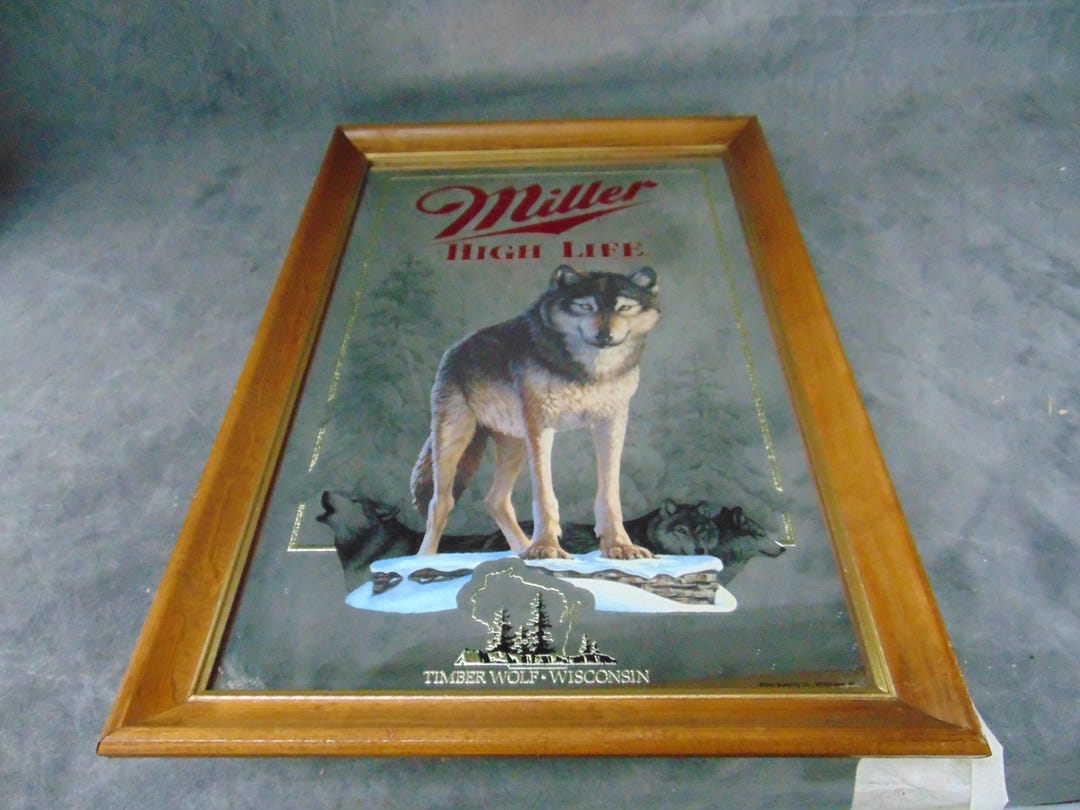 Good Condition Miller High Life Wolf Mirror, Wildlife Series, Third in ...