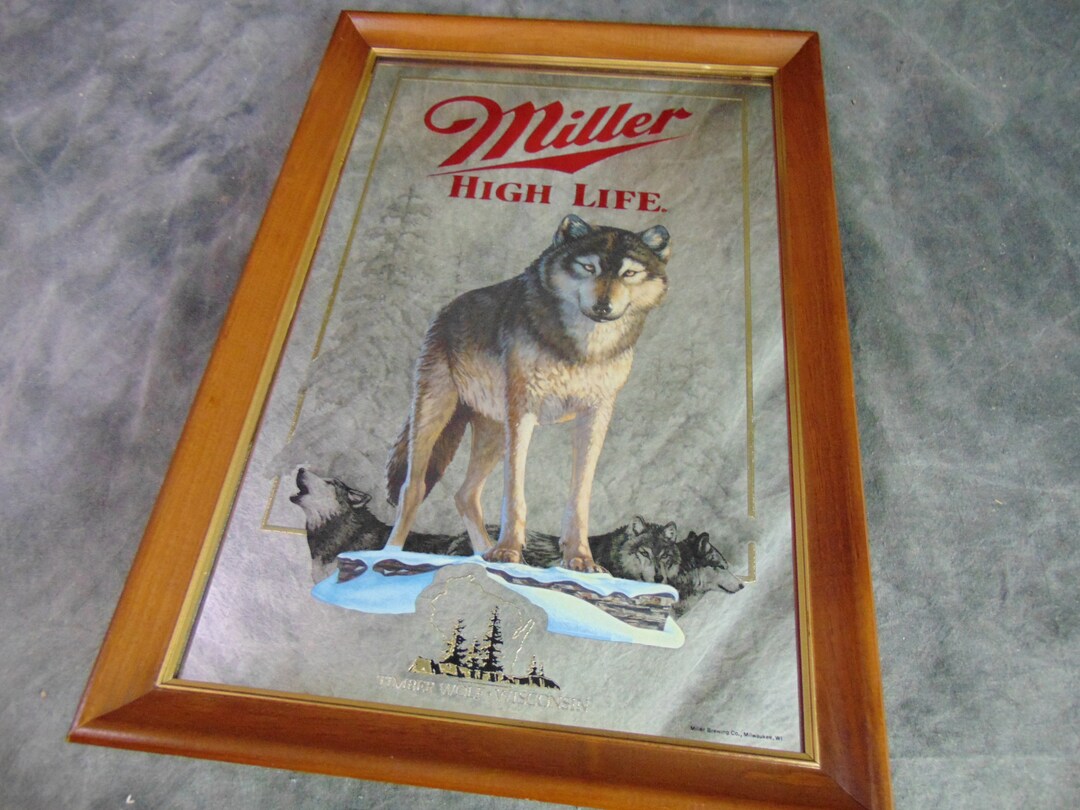 Wisconsin Miller High Life Wolf Mirror, Wildlife Series, Third in the ...