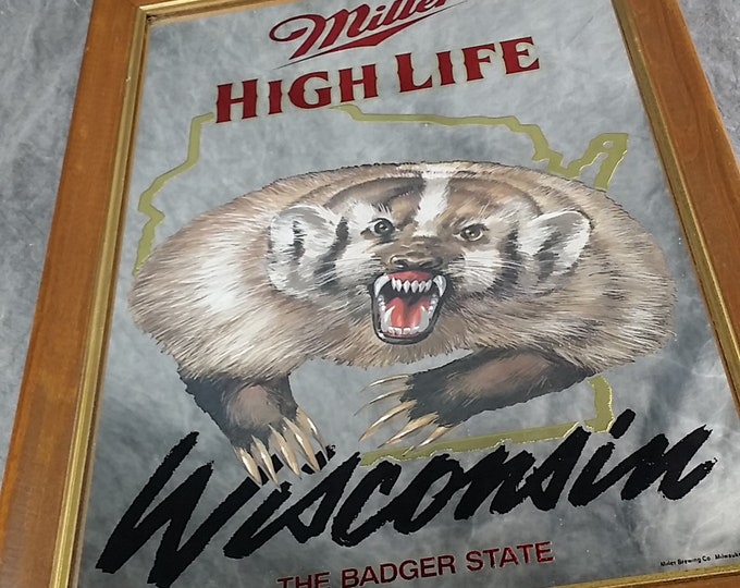 Like New Miller High Life Mirror, the Badger State, Sportsmans Series ...