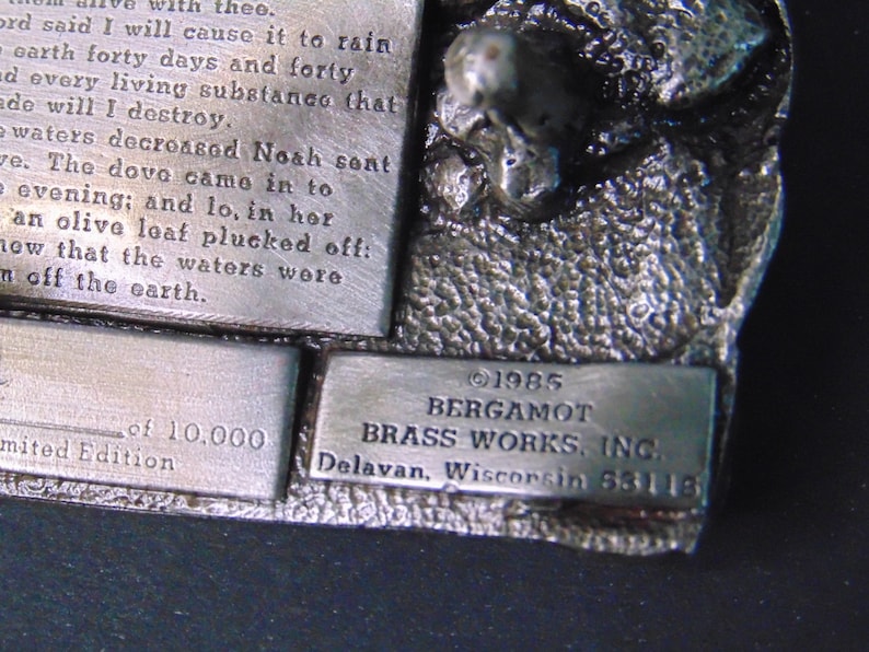1985 Bergamot Brass Works Noah's Ark Belt Buckle, Bible Commemorative ...