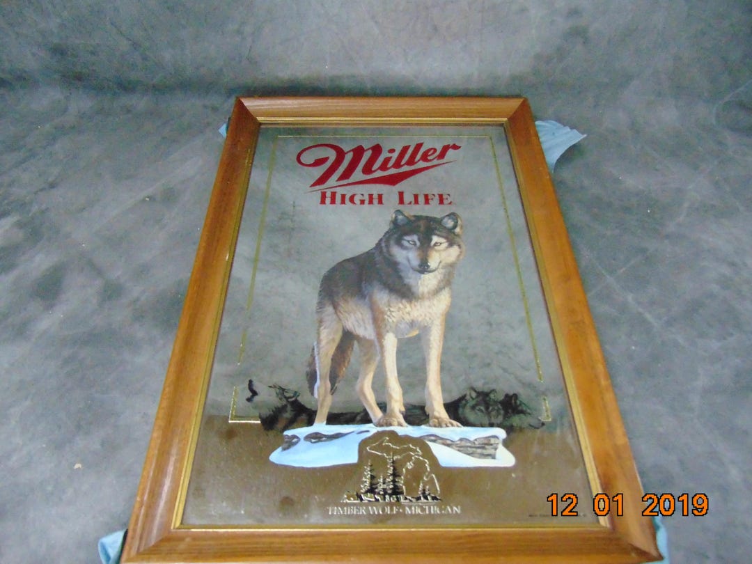 Michigan Miller High Life Wolf Mirror Michigan Edition, Wildlife Series ...