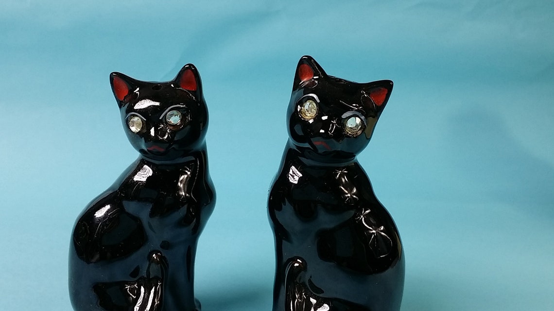 Ceramic Black Cats Salt and Pepper Shakers S & P Shakers - Etsy