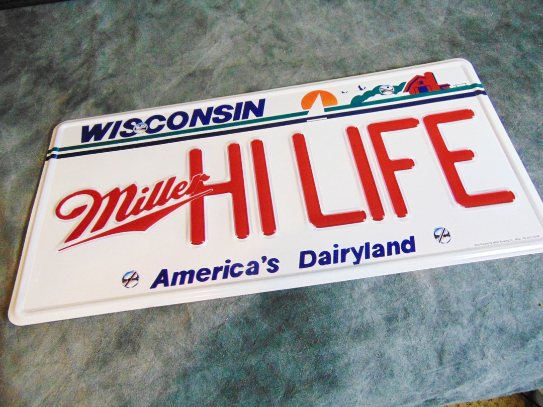 Miller High Life License Plate Display, Wisconsin Miller Sign, Miller ...