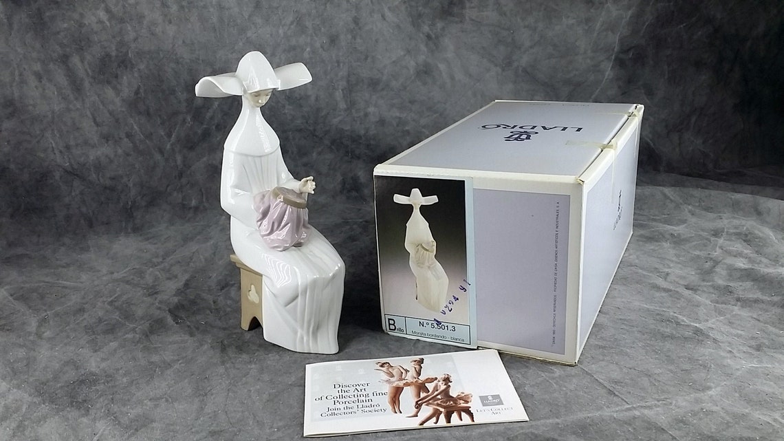 Lladro Nun Sewing White Dress Lladro Time To Sew | Etsy