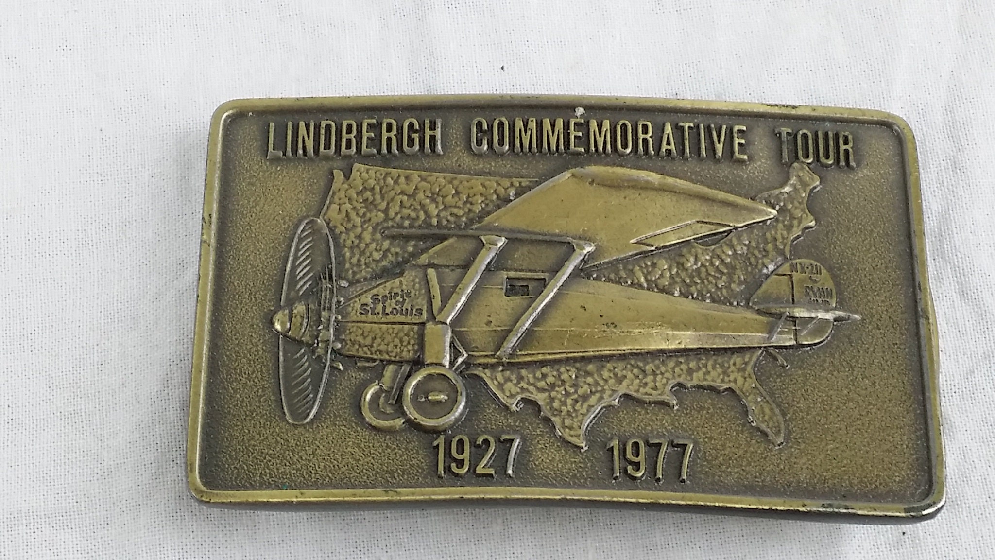 Solid Brass Belt Buckle Lindbergh Commemorative Tour 1927 - Etsy
