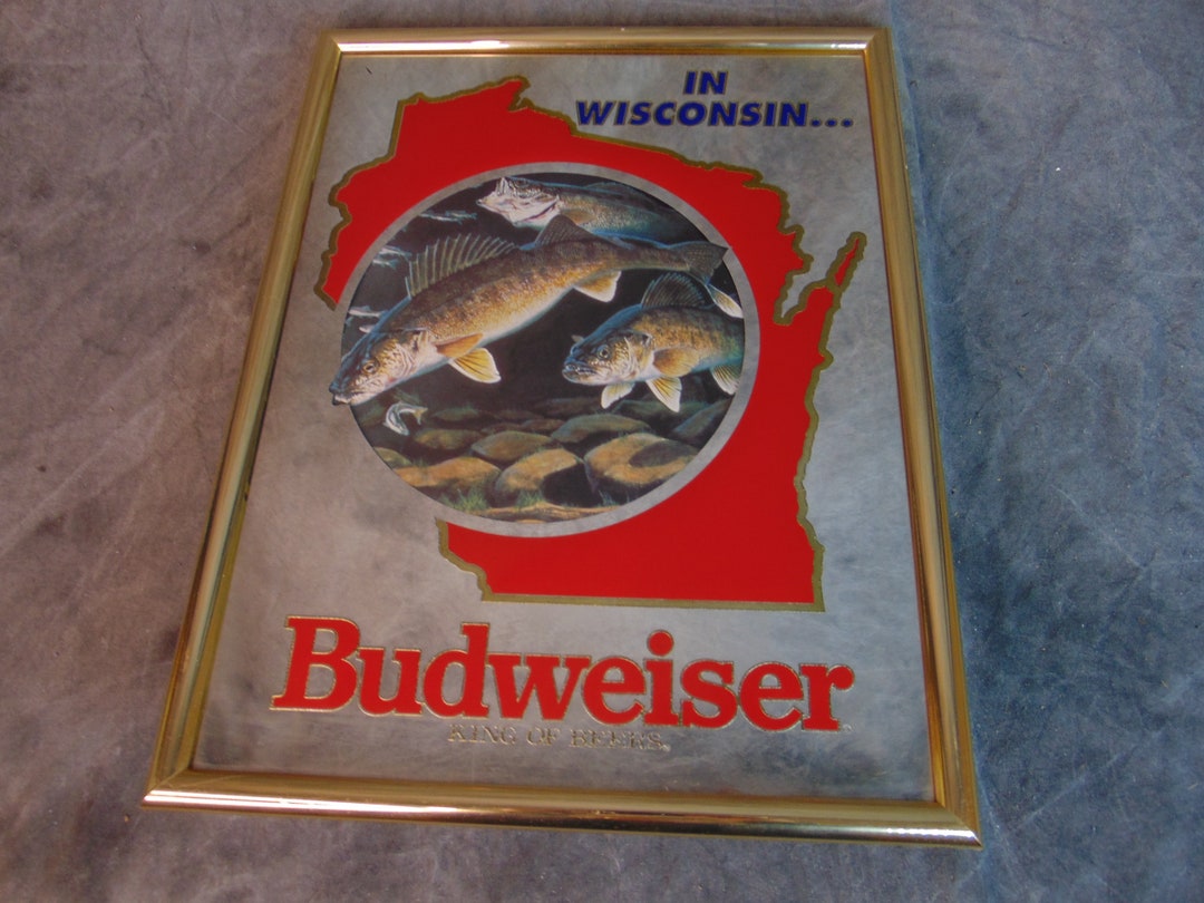 NEW Budweiser Bar Mirror Budweiser Beer Mirror Walleye King - Etsy