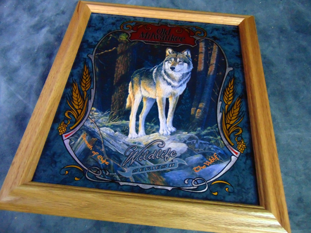 NEW Old Milwaukee Mirror, Wildlife Series 2, the Wolf, Old Milwaukee ...