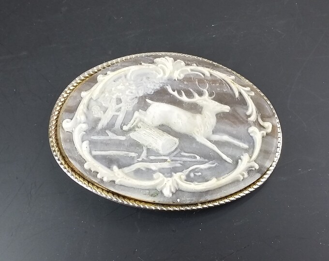 Belt Buckle, Running Buck, Incolay Stone Buckle, Deer Hunting, Vintage ...