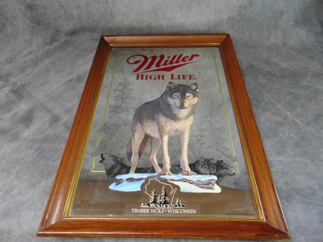 Like New Miller High Life Wolf Mirror, Wildlife Series, Third in the ...