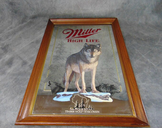 Like New Miller High Life Wolf Mirror, Wildlife Series, Third in the ...