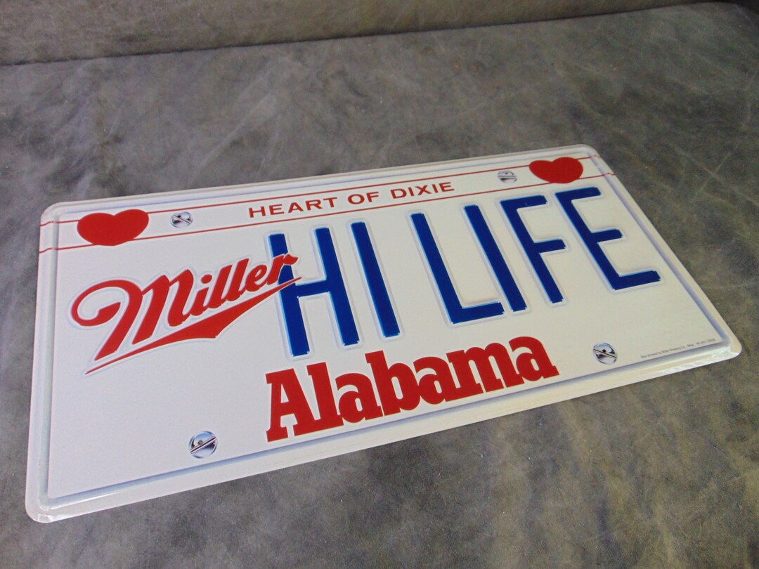 Miller High Life License Plate Display, Alabama Miller Sign, Oversized ...