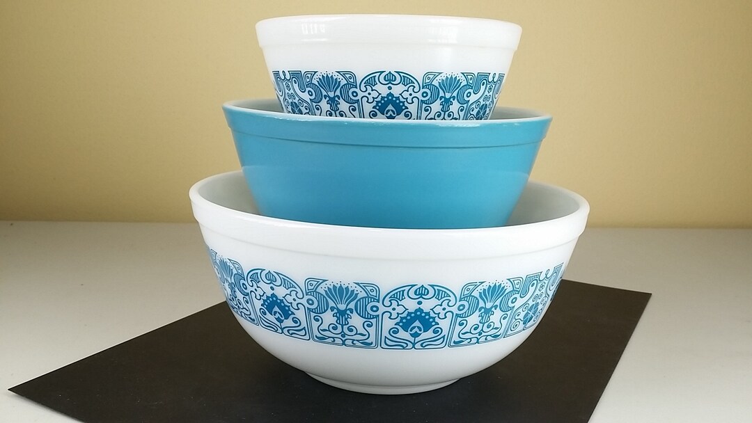 Pyrex Horizon Blue Nesting Mixing Bowl Set, 3- Mixing Bowls - Set of ...