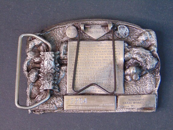 1985 Bergamot Christian Belt Buckle, Noahs Ark Buckle… - Gem