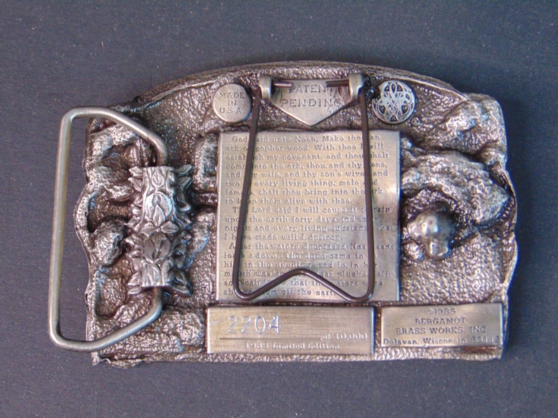 1985 Bergamot Brass Works Noah's Ark Belt Buckle, Bible Commemorative ...