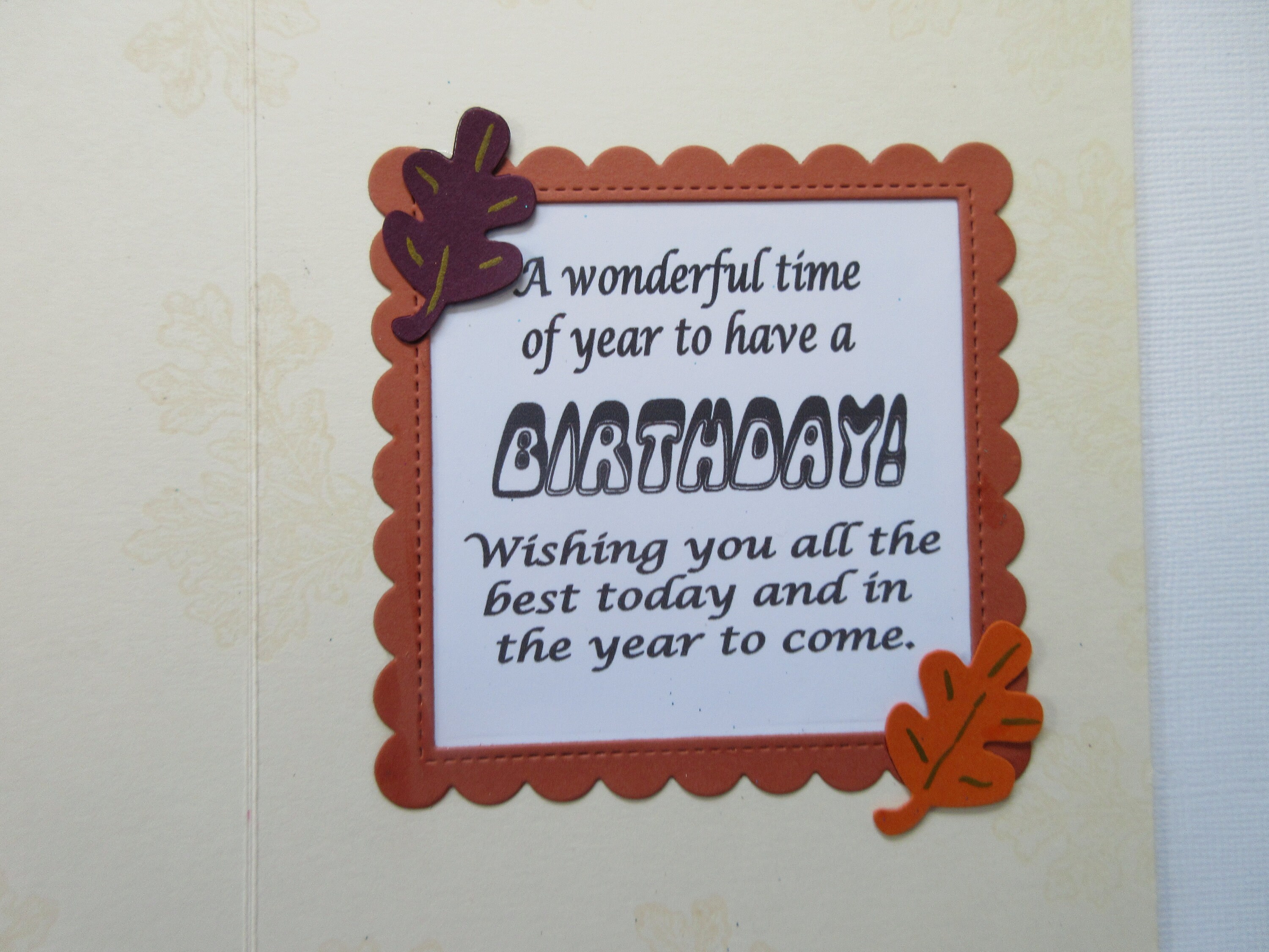 Birthday Card, Handmade, happy Birthday, Fall Theme With Gold Oak Tree ...