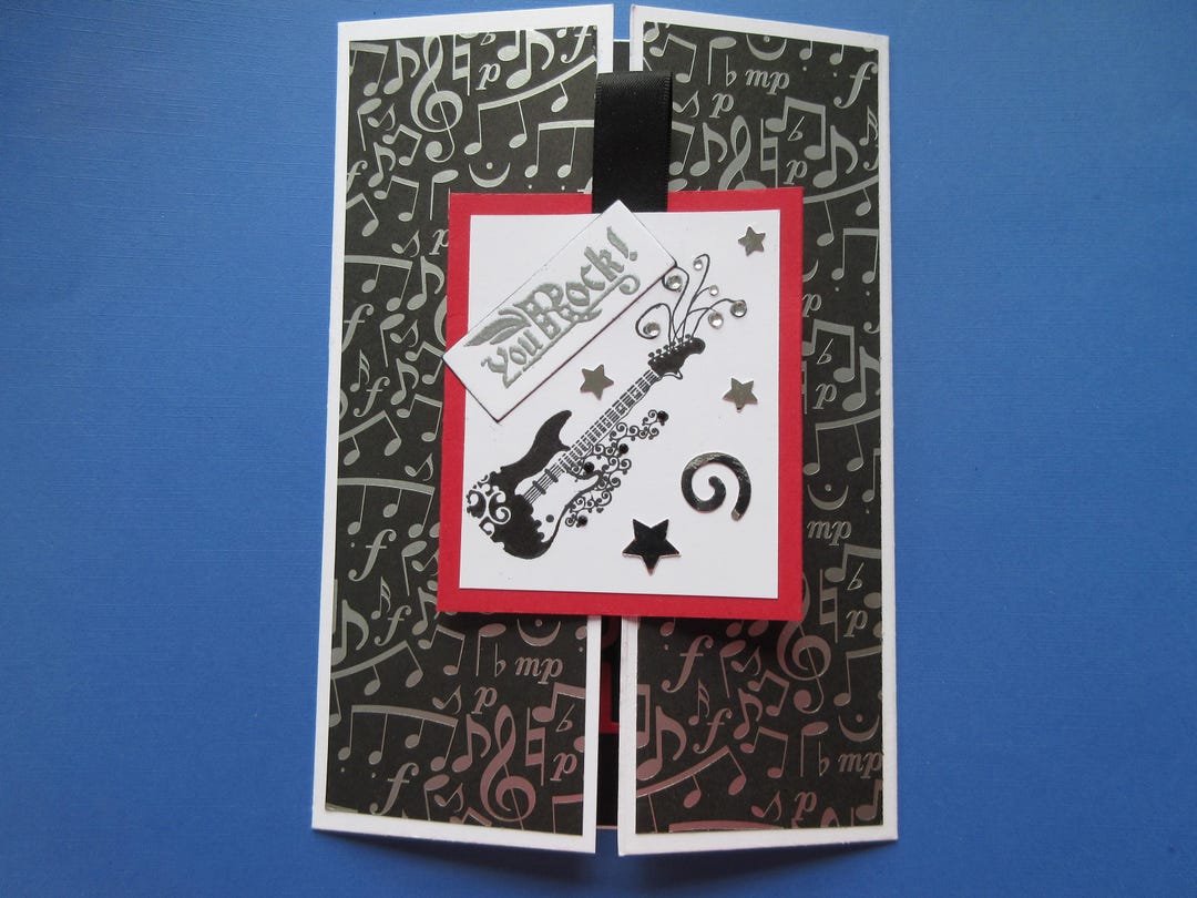 Birthday Card for a Rock Star: "you Rock!" Guitar, Stars, Gems, and ...