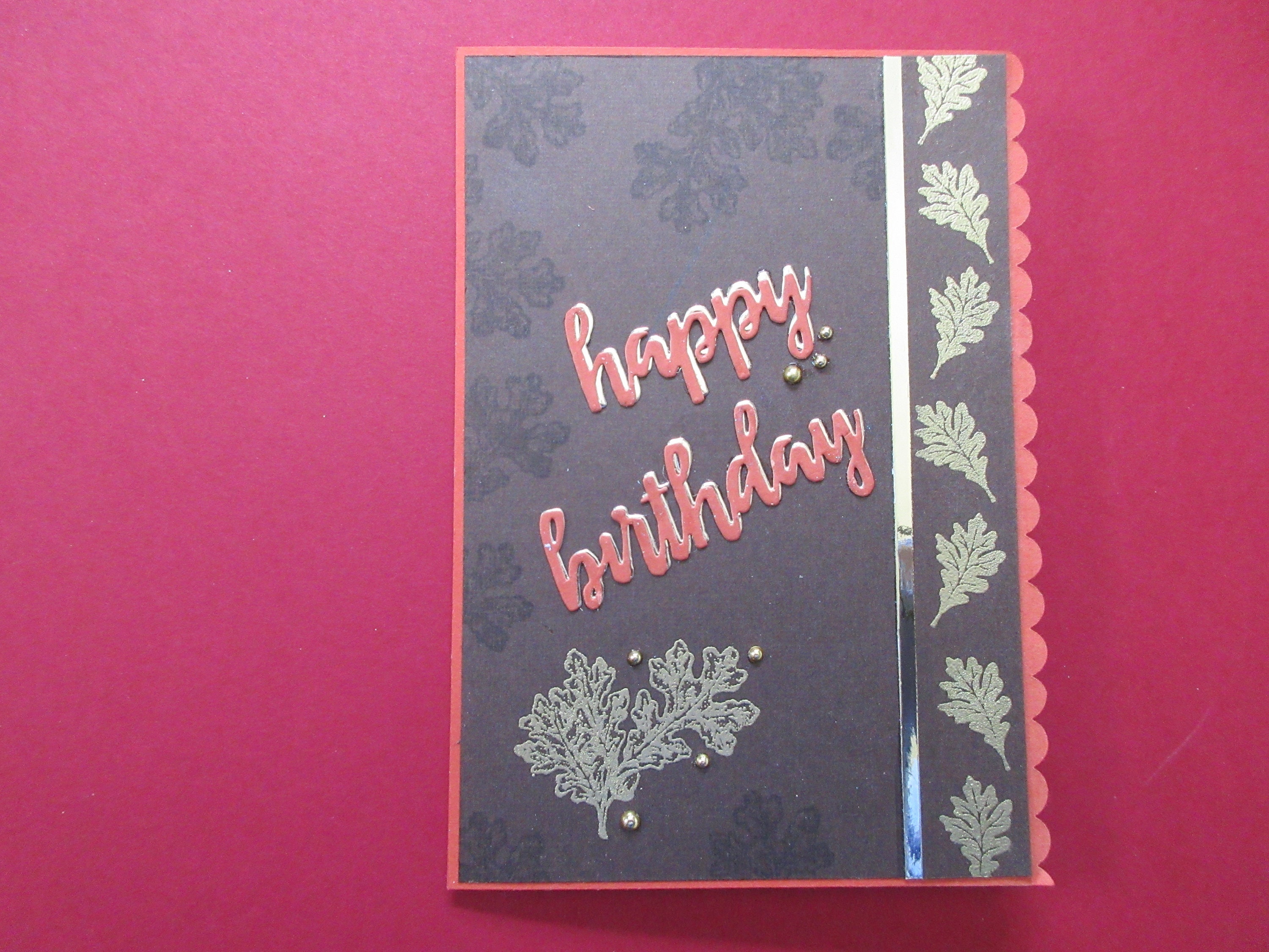 Birthday Card, Handmade, "happy Birthday", Fall Theme With Gold Oak ...