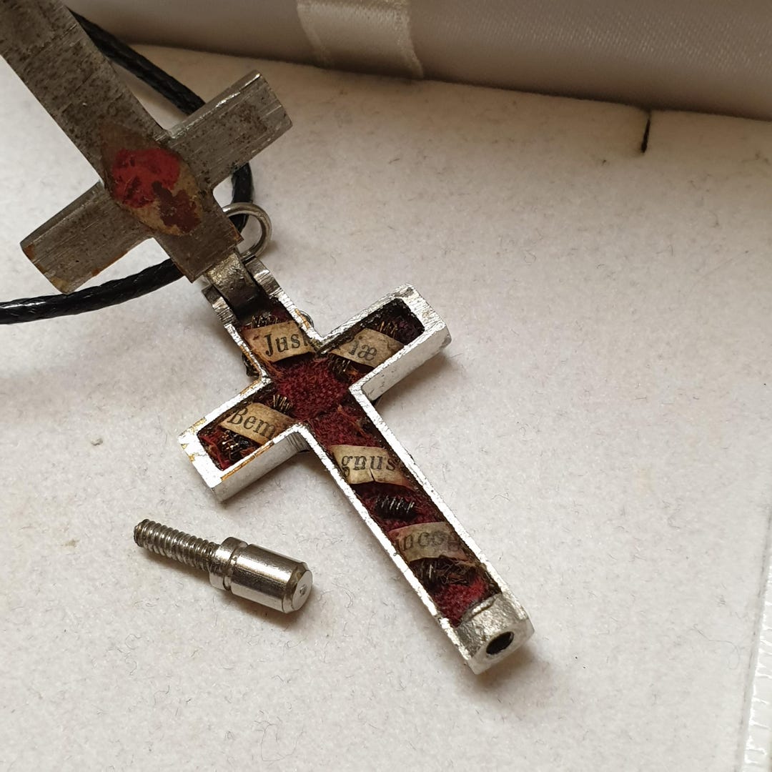 Antique Reliquary Cross Without Chain, Hinged, Monastery Work ...