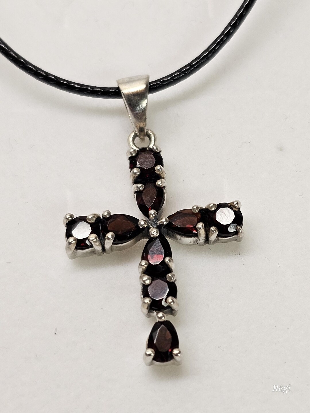 Cross Pendant Cross Without Chain Silver 925 Crystals Red Vintage ...