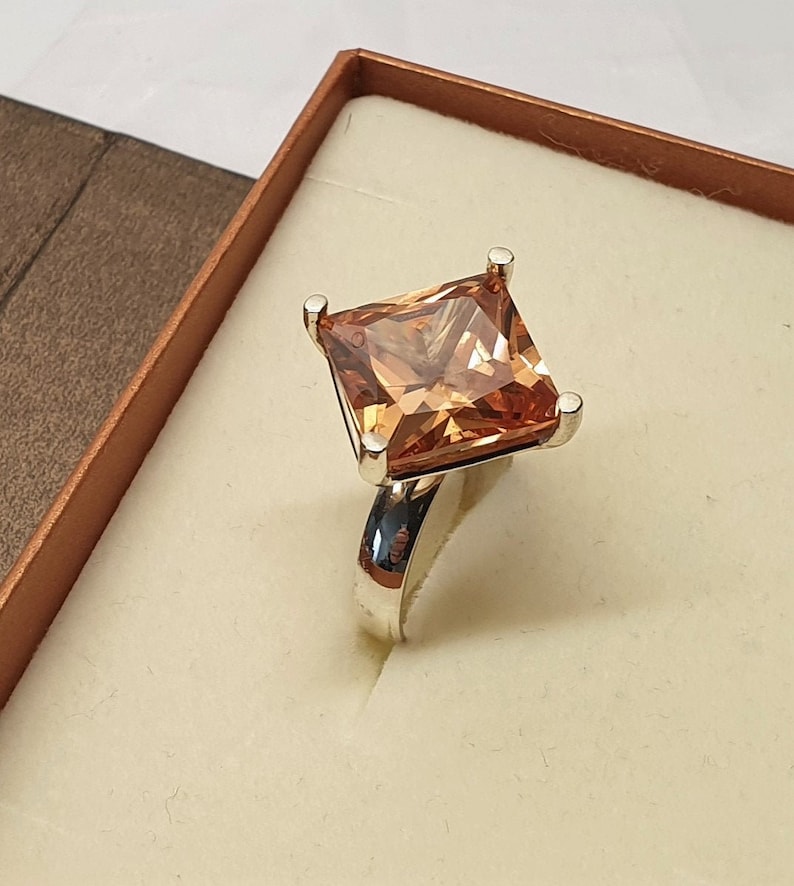 18 mm Ring Silber 925 Kristall orange edel Vintage Design | Etsy