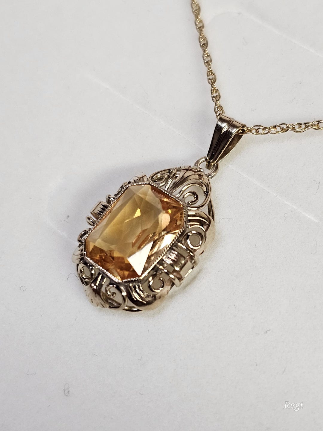 Nostalgic Art Deco Gold Pendant - Without Chain - Gold 333 Citrine ...