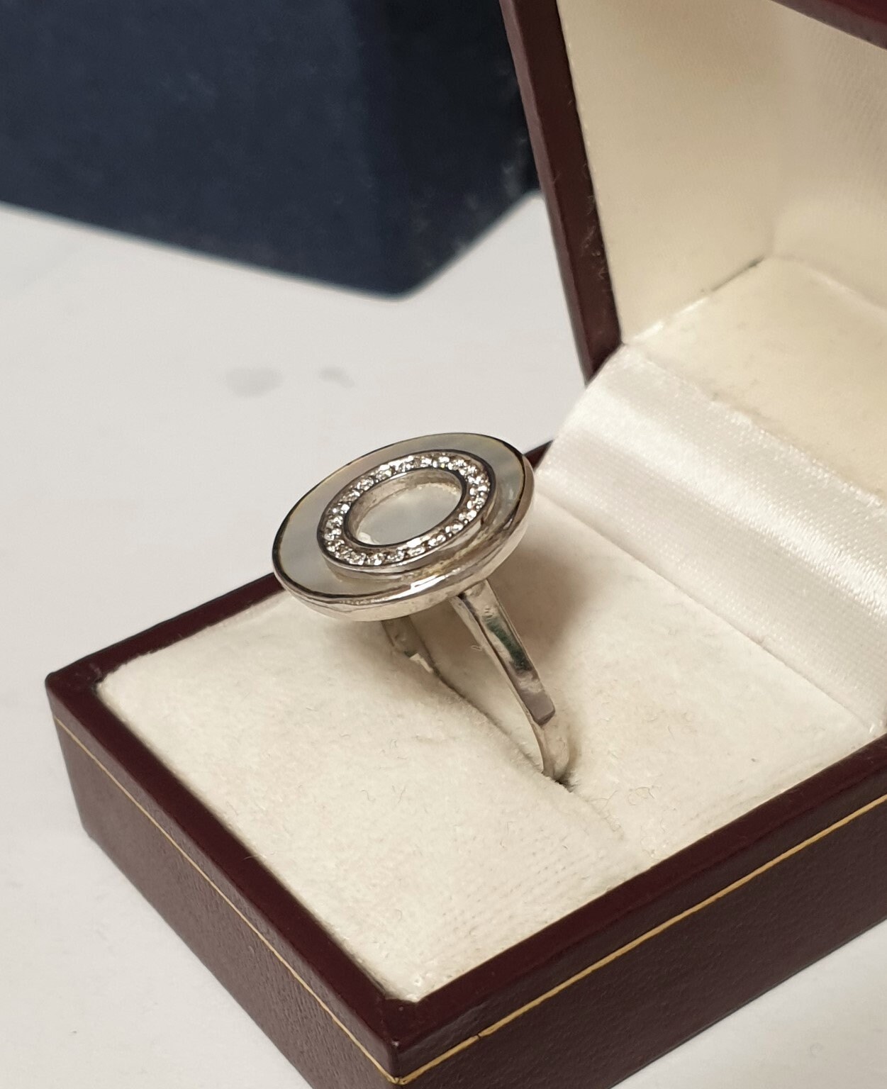 192 mm Ring Silberring Silber 925 Perlmutt& Kristalle klar | Etsy