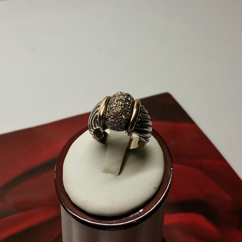 18 mm Ring Silber 925 teilvergoldet Kristalle Vintage edel | Etsy