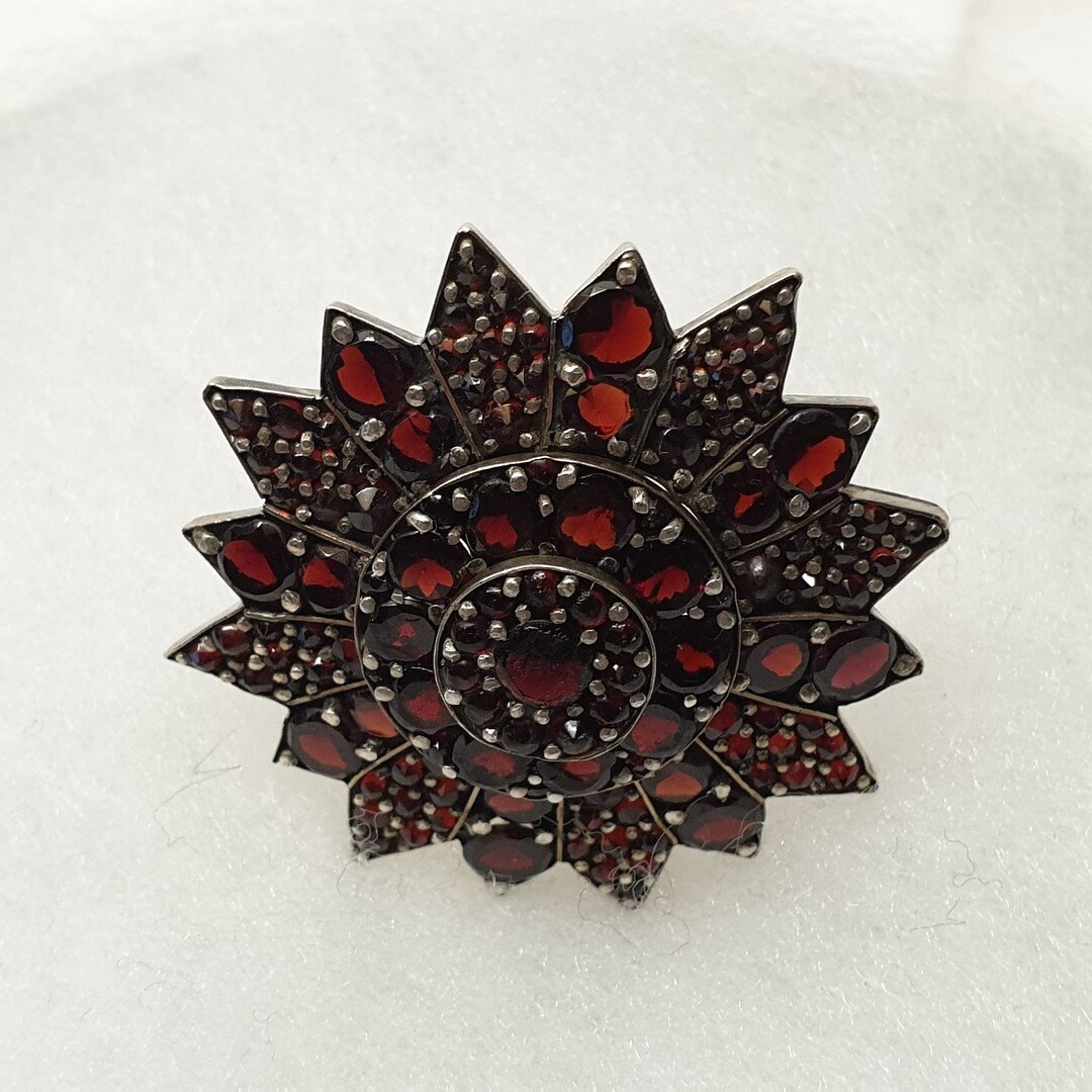 Broche antique broche argent Bohème grenat noble shabby vintage ...