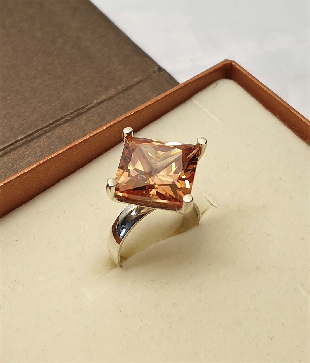 18 mm Ring Silber 925 Kristall orange edel Vintage Design | Etsy