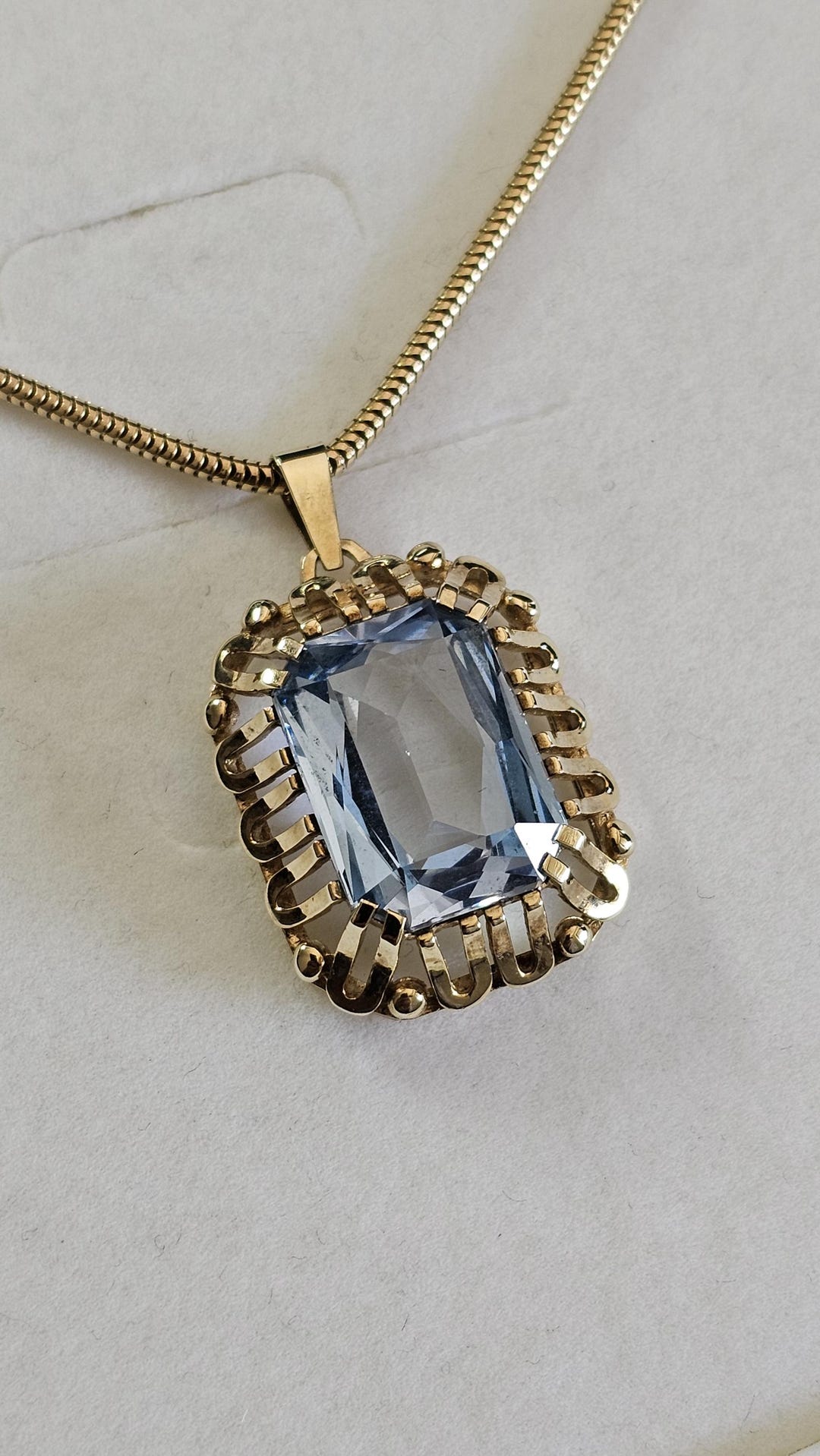 Nostalgic Gold Pendant - Without Chain - Gold 333 Topaz Blue Blue Topaz ...