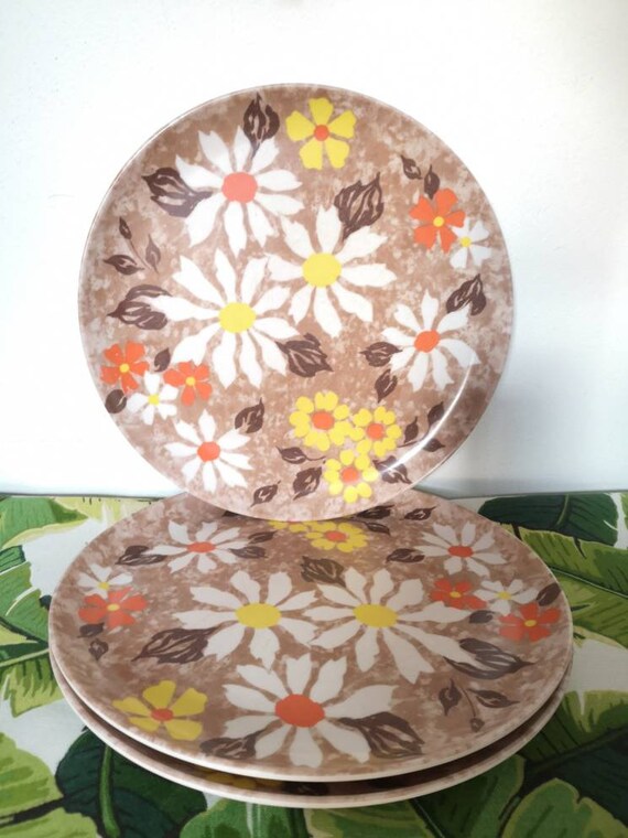 Melamine Melmac Floral Plates Glamping 1970s Dining Set of 4 Kitchen ...