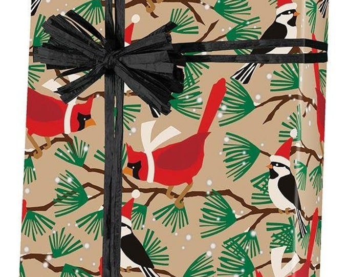 Snowbirds Kraft Gift Wrap Christmas Wrapping Paper Kraft Holiday Wrap ...